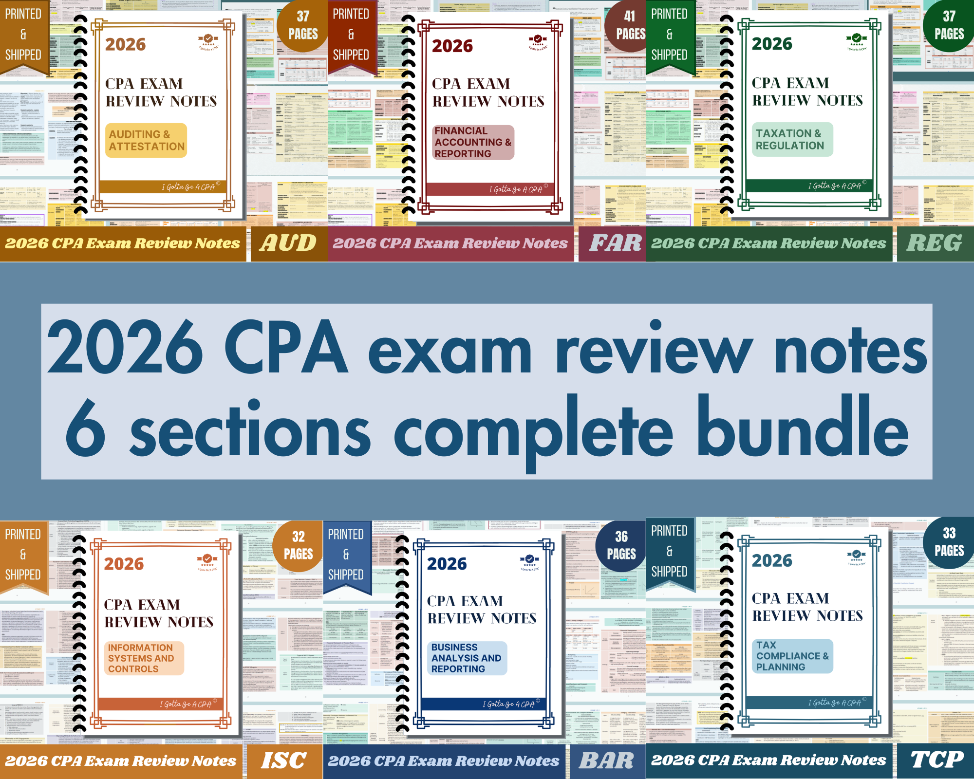 2026 CPA Exam Review Notes - 6 Sections Complete Bundle - AUD, FAR, REG ...